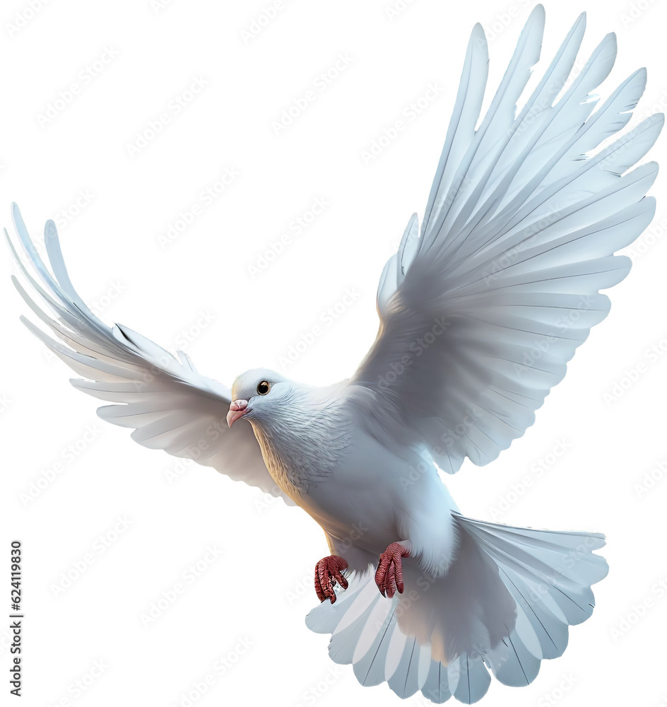 White dove isolated on transparent background, pigeon, regenerative AI ...