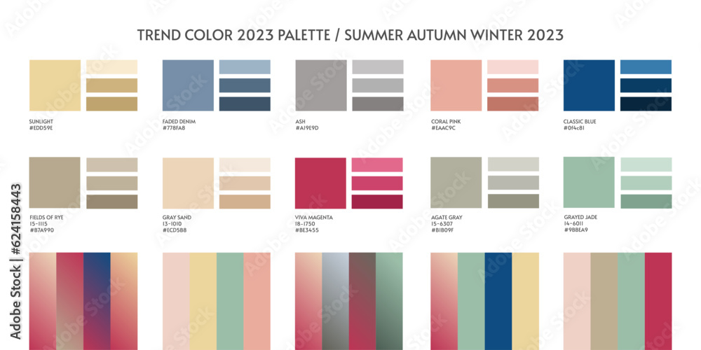 New fashion color and gradients trend 2023. Color palette forecast of ...