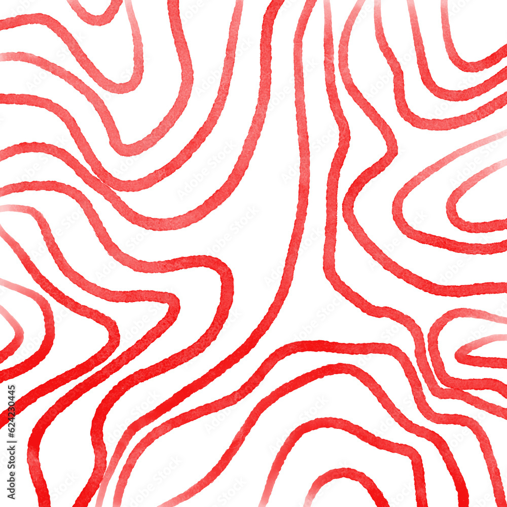 Red Watercolor Topography Lines Stock Illustration | Adobe Stock