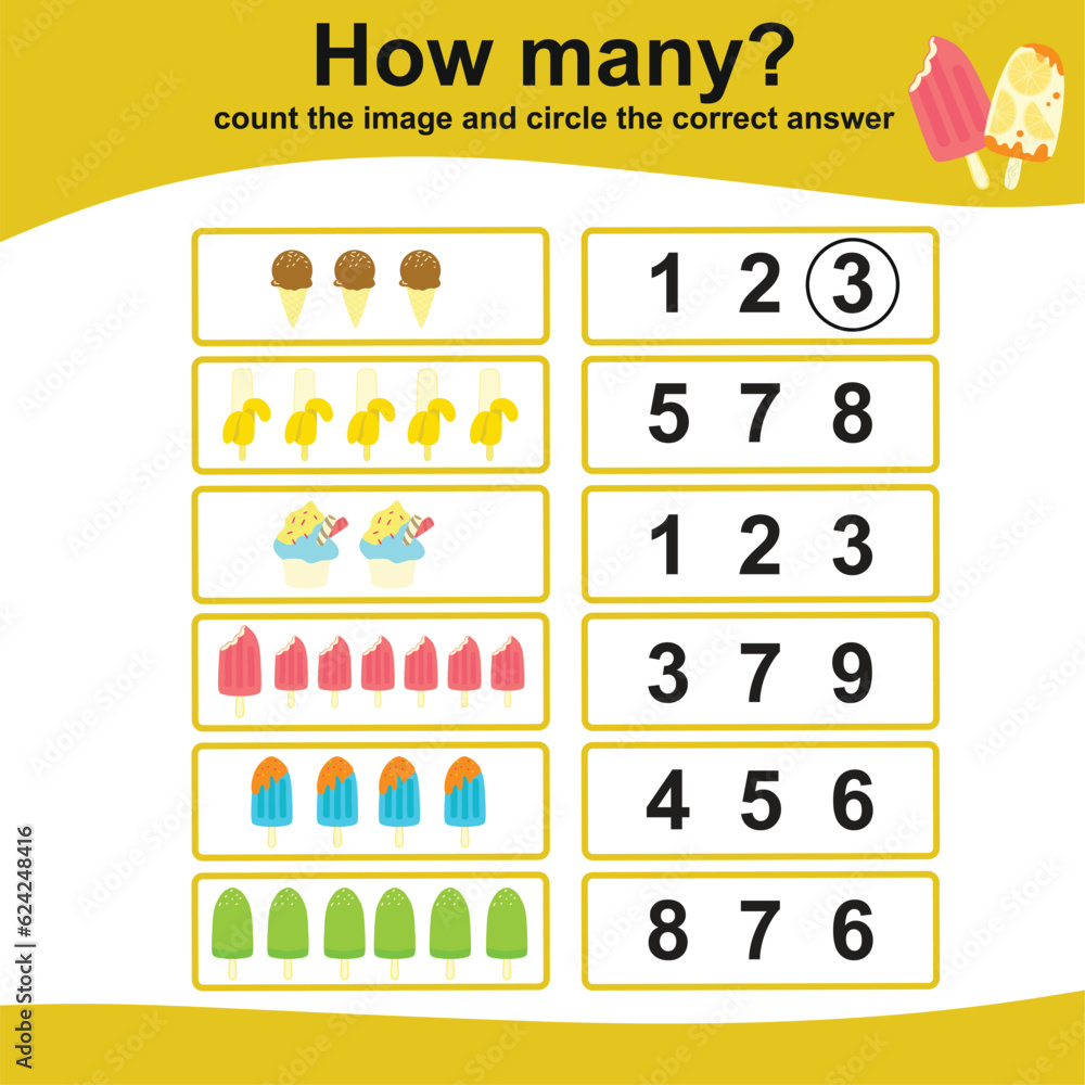 Count and circle worksheet. Educational printable math worksheet. Math ...