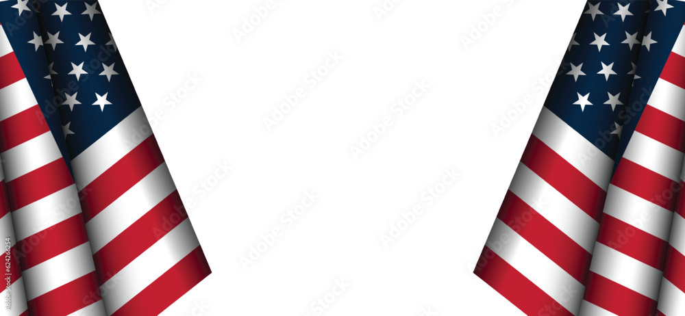 USA waving flag with empty, blank, copy space on transparent background ...