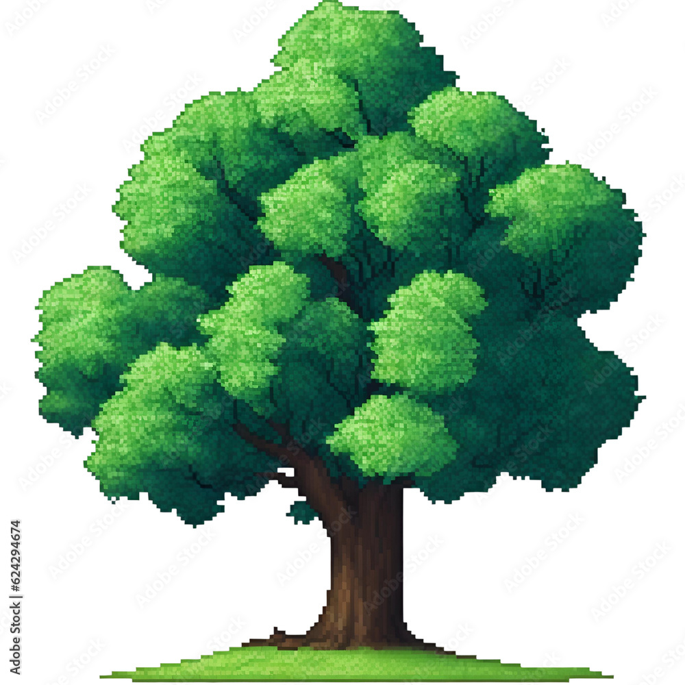 Tree pixel art design vector nature game assets 2d 8bit retro landscape ...