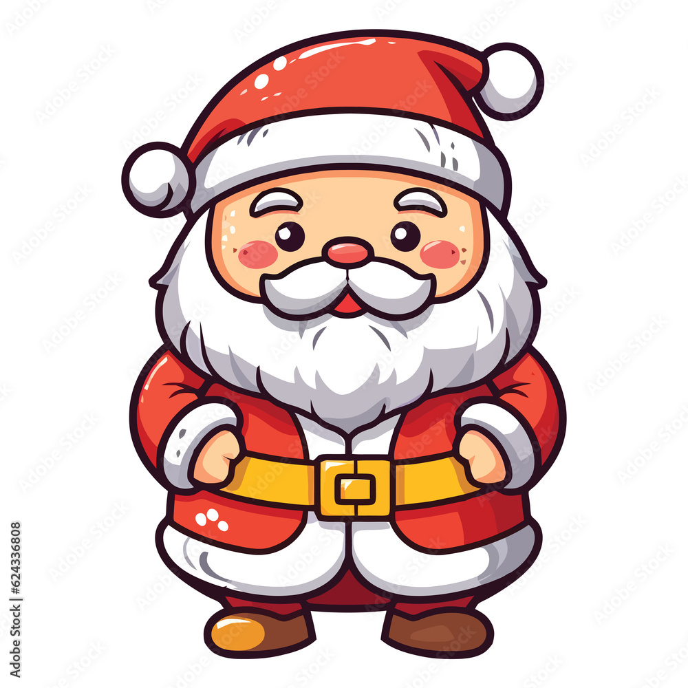 Cute Santa Claus Clipart 2D Illustration Stock Illustration | Adobe Stock