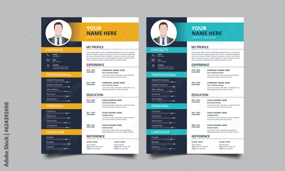 Modern and creative cv resume design template. Resume template for job ...