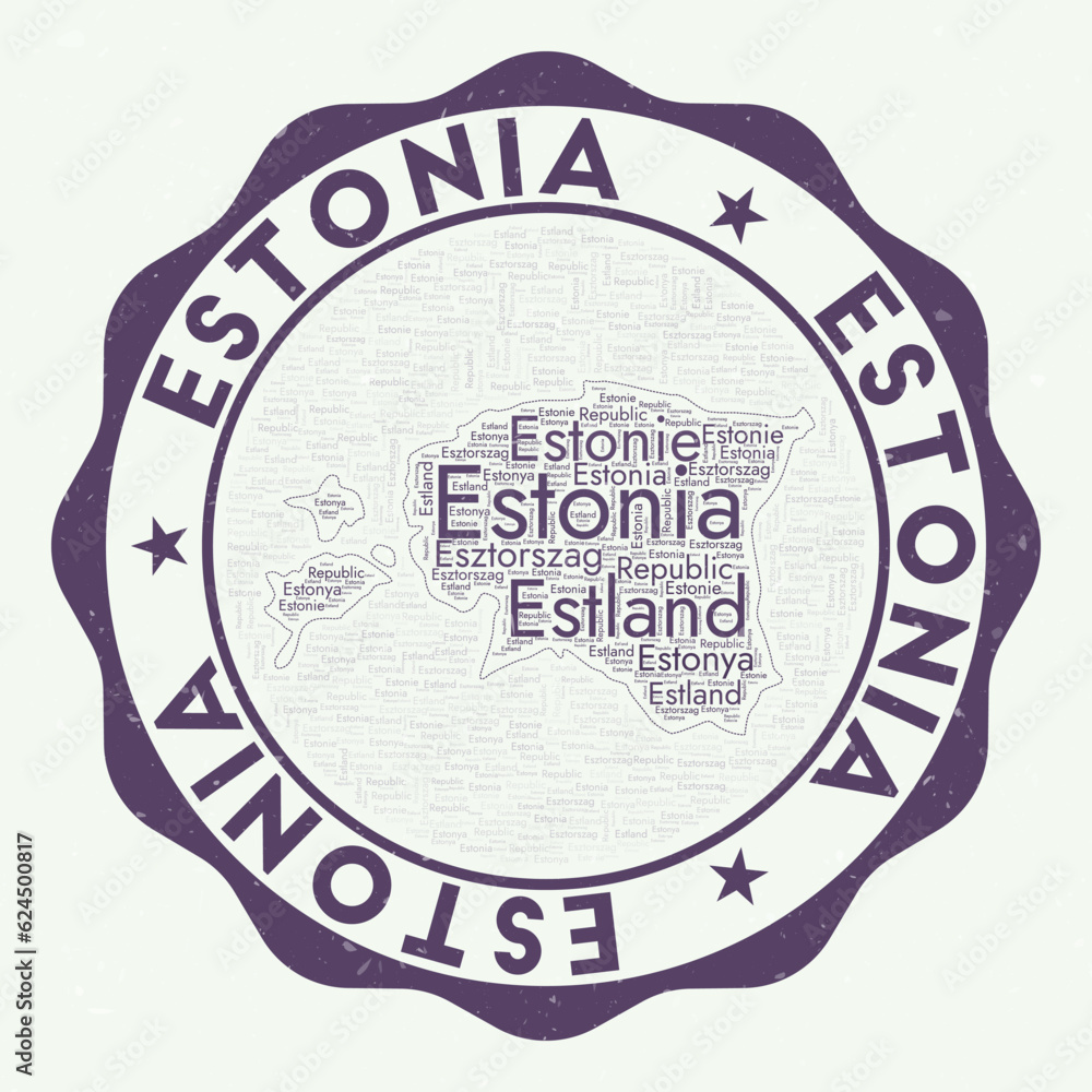 Vector de Stock Estonia logo. Authentic country badge with word cloud ...