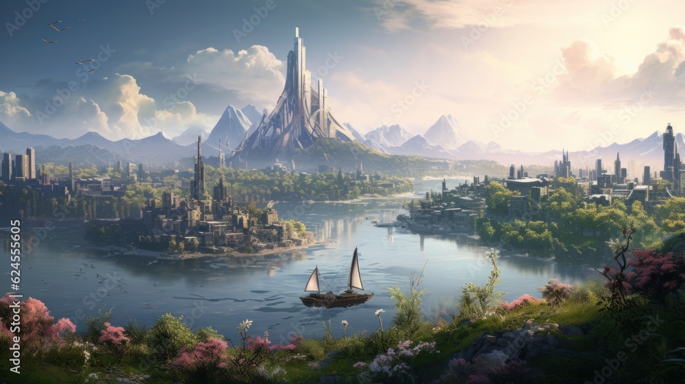 Open World Environment Game Art Stock Illustration | Adobe Stock