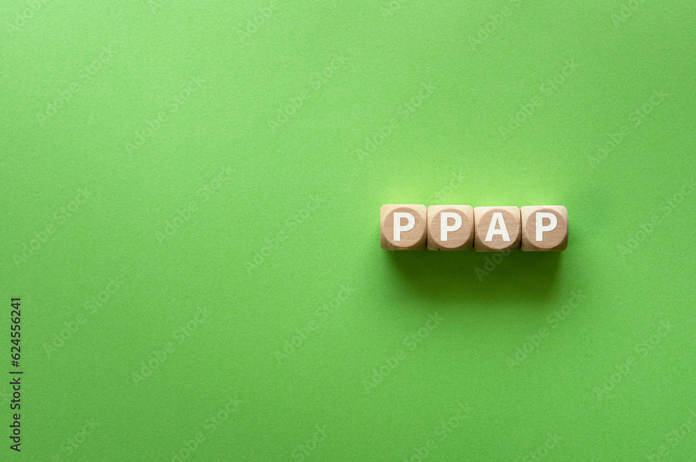Foto de Stock There is wood cube with the word PPAP. It is an abbreviation for PPAP as eye ...