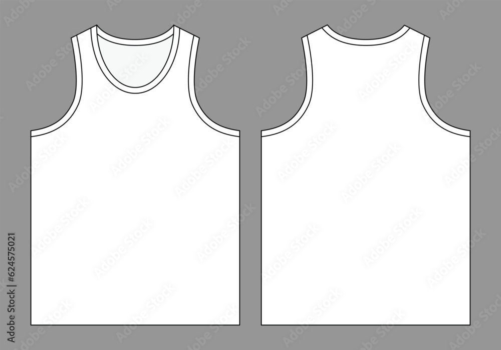 Blank White Tank Top Template on Gray Background. Front and Back View ...