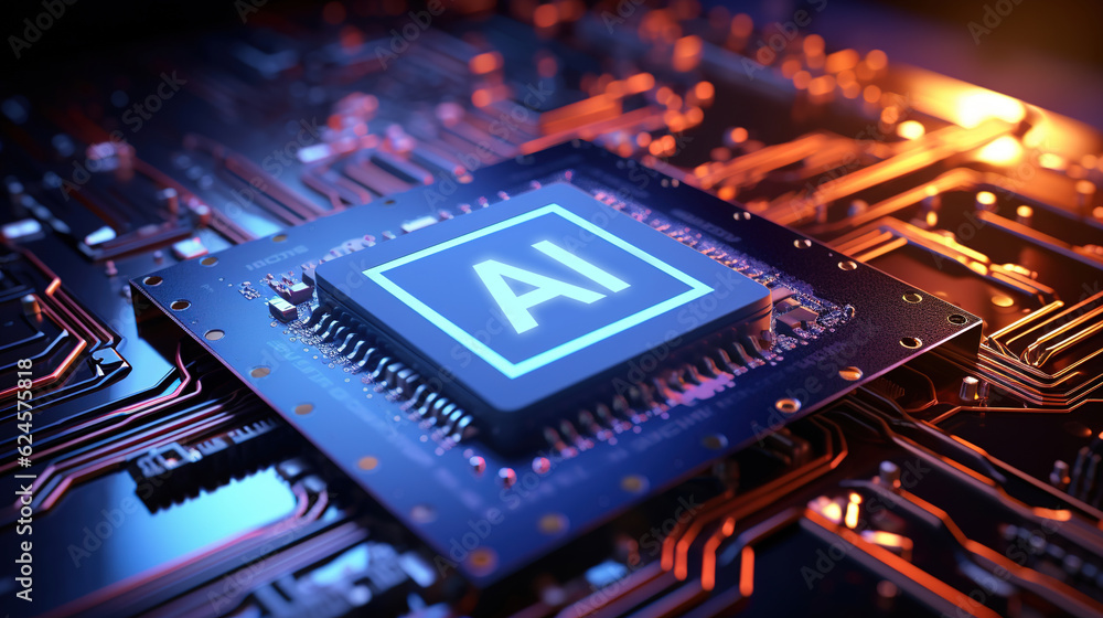 Cyberpunk AI Circuit board. Technology background Central Computer Processors CPU and GPU ...