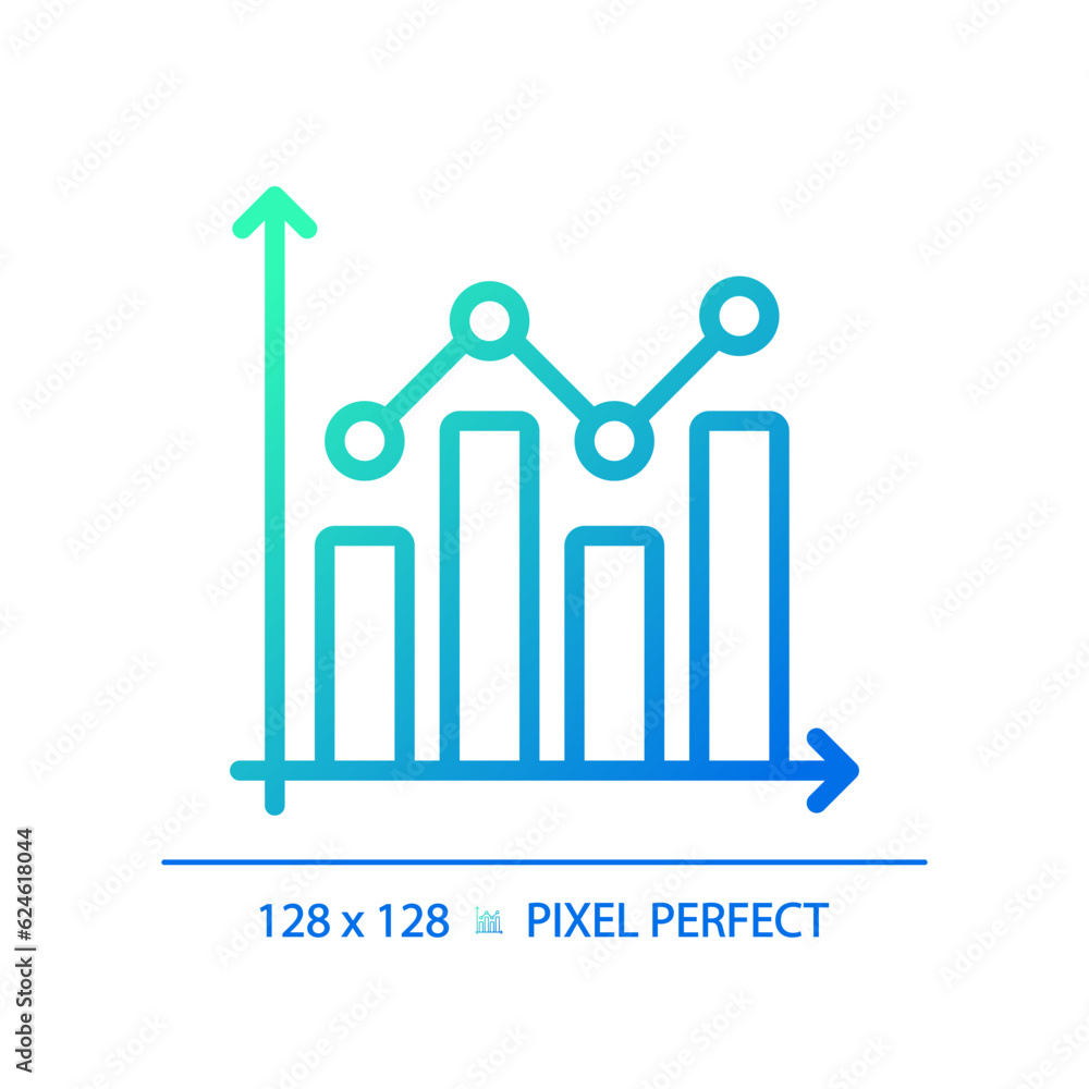 Combo chart gradient linear vector icon. Sales performance. Economic ...