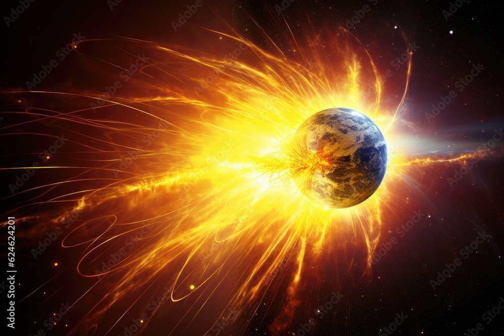 Magnetic lines of force surrounding Earth known as the magnetosphere ...