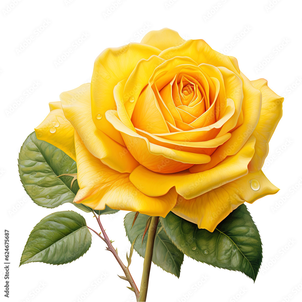 Yellow Rose on transparent background Remove png created with Generative AI, Clipping Path Stock ...