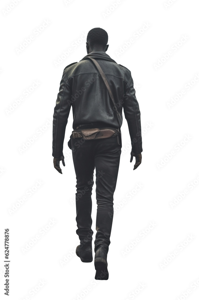 handsome young african american man walking away. isolated. transparent ...