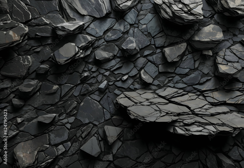 Ethereal Rock Veins: Volumetric Texture with Cracks. Captivating Black ...