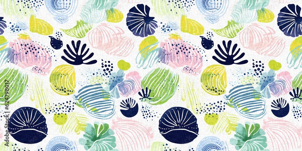 Seamless trendy underwater shell clam repeat background. Tropical ...