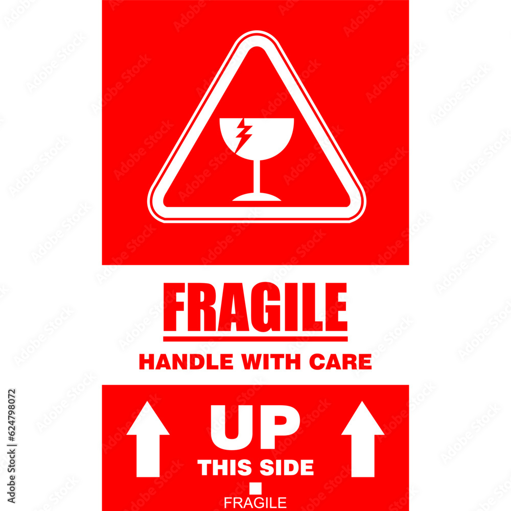 Fragile, handle with care, sticker label Stock Vector | Adobe Stock