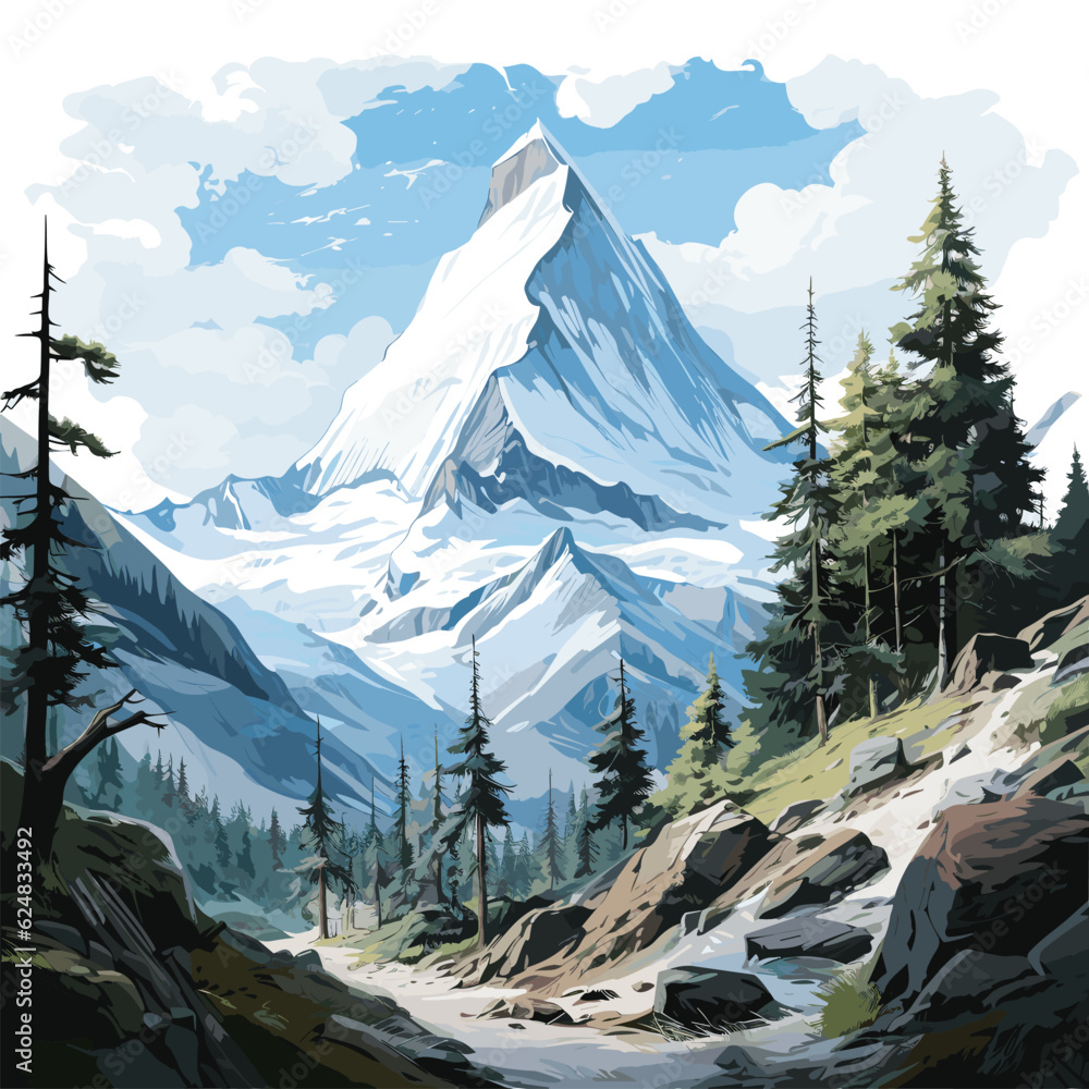 Matterhorn hand-drawn comic illustration. Matterhorn. Vector doodle ...