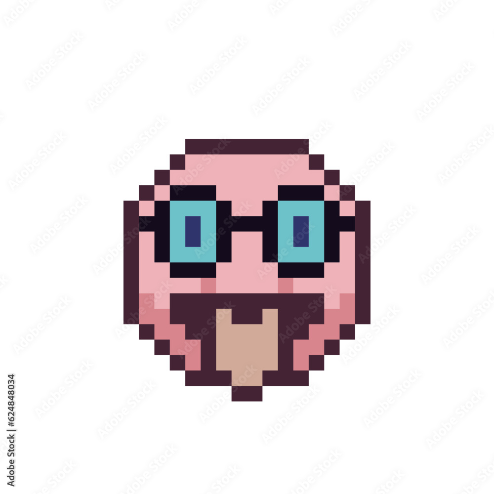 Vector de Stock Smile emoticon in blue glasses shows tongue pixel art ...
