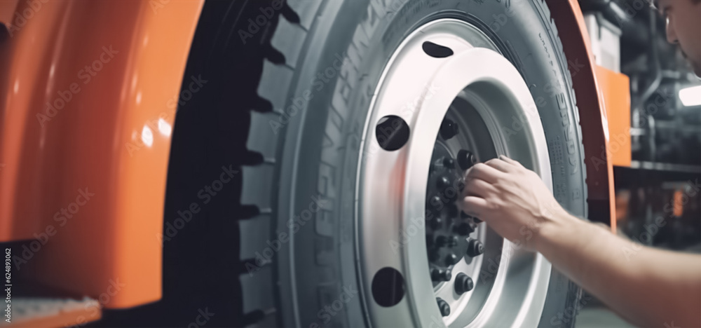 Auto mechanic is checking the truck's safety Maintenance. Inspection ...