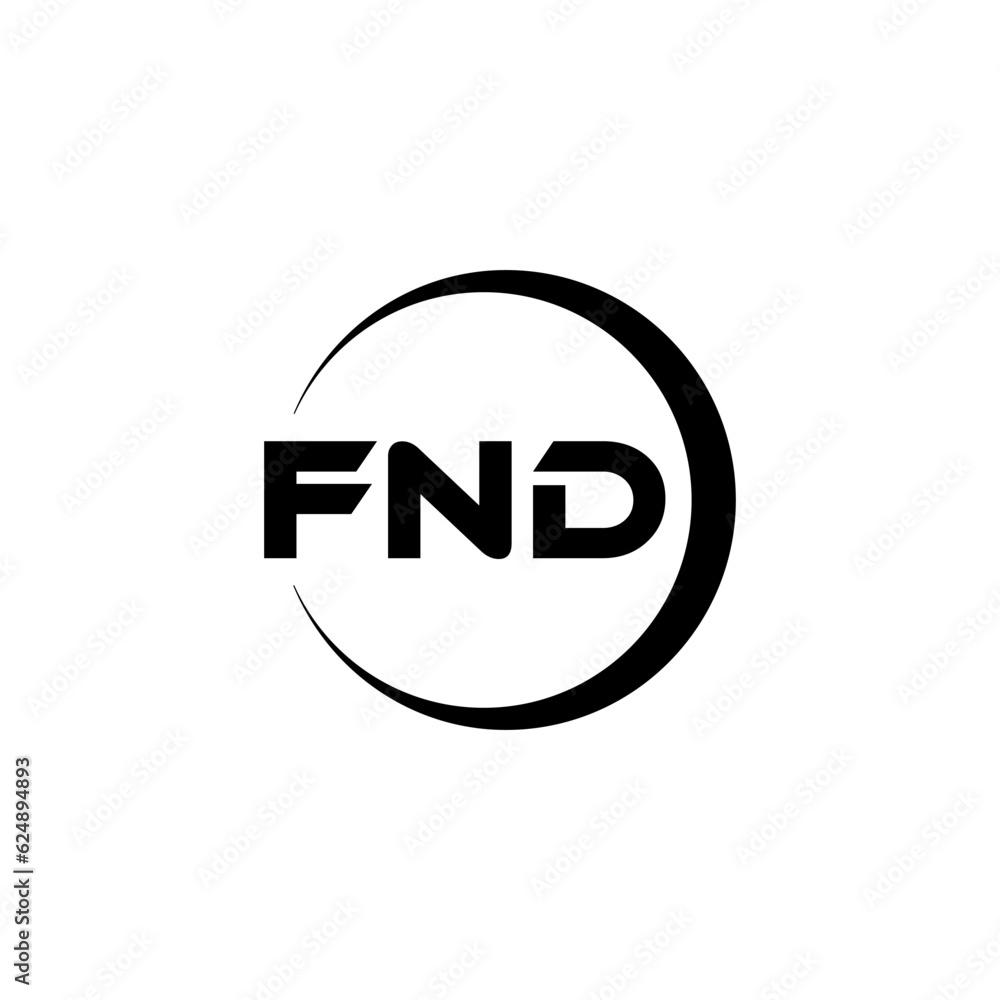 FND letter logo design with white background in illustrator, cube logo ...