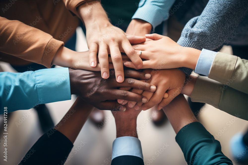 Friends meeting hands teamwork togetherness together business closeup ...