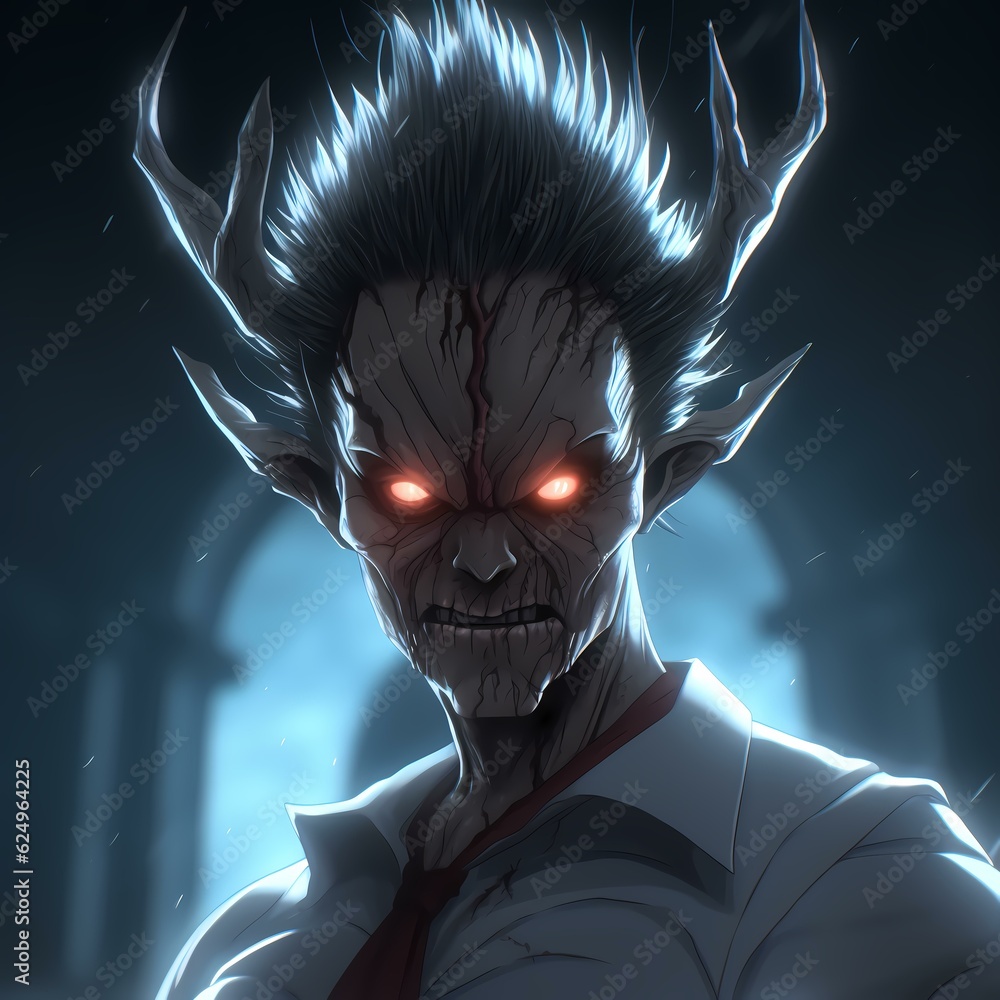 Ilustración de Stock Anime Cartoon Treant with Red Glowing Eyes in a ...