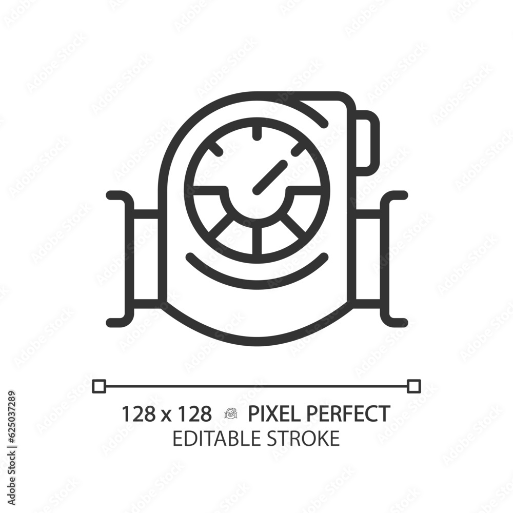 Pressure gauge linear icon. Industrial application. Pressure measure ...