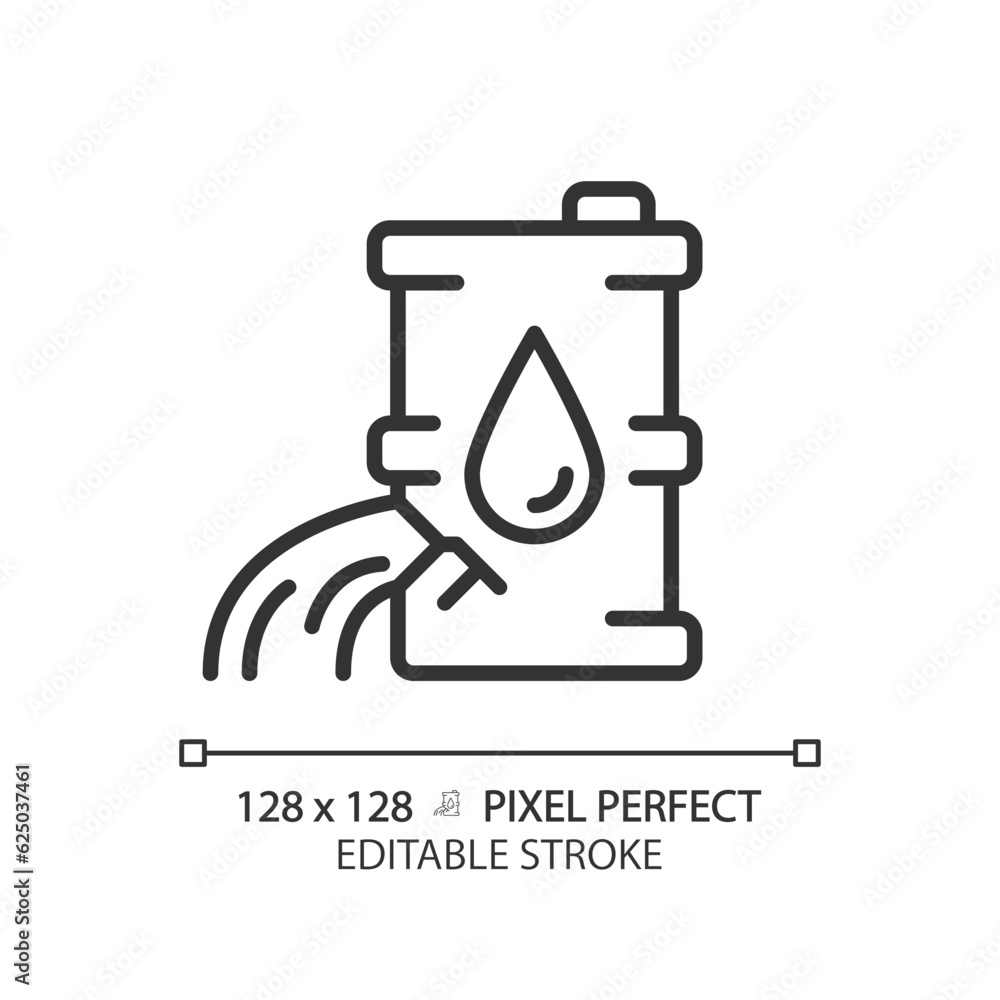 Oil spill linear icon. Environmental contamination. Ocean pollution ...