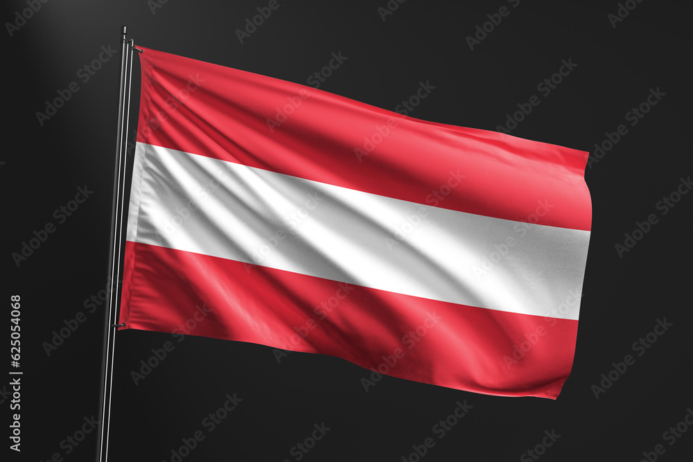 3d illustration flag of Austria. Austria flag waving isolated on black ...
