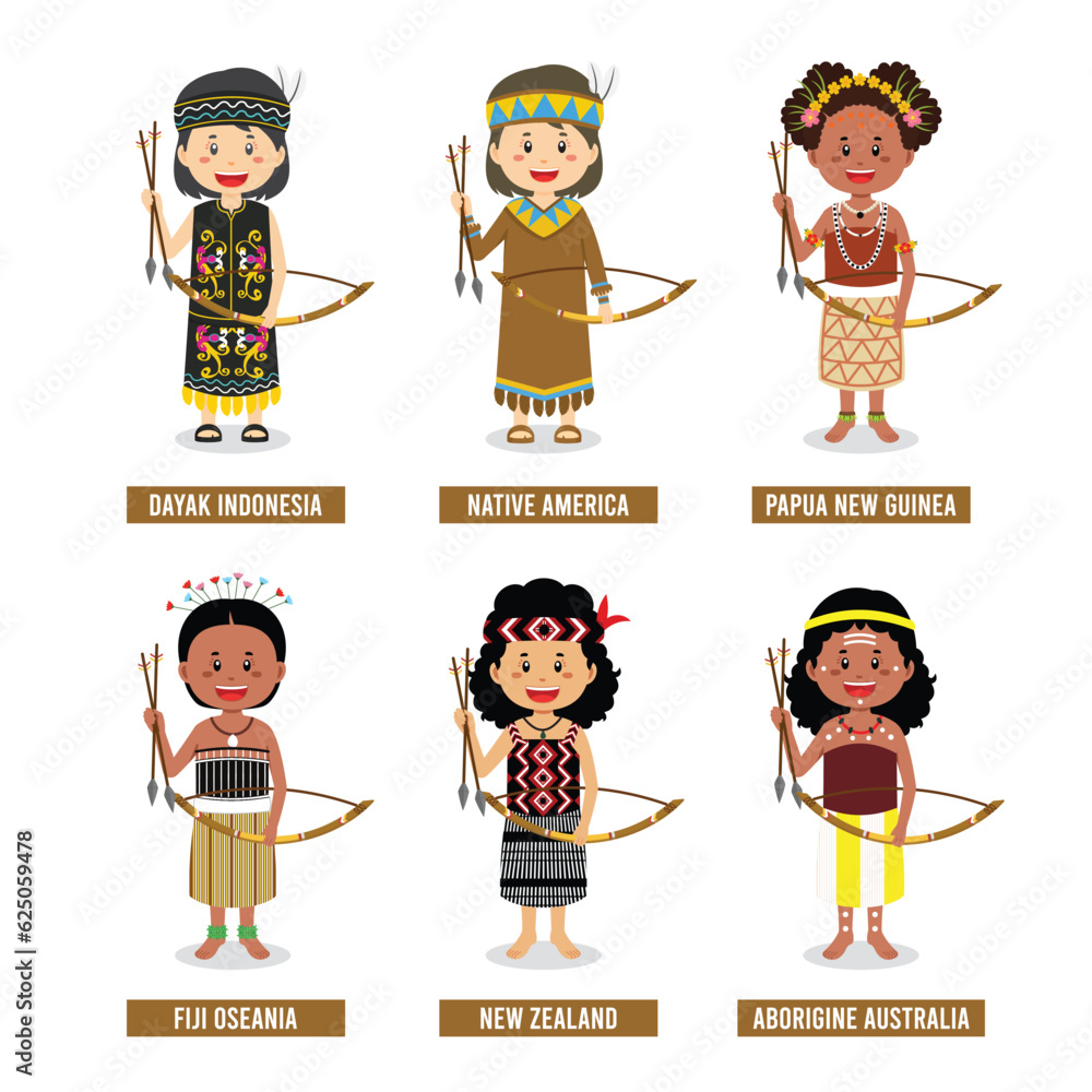 Cartoons of Various Tribes in the World Stock Vector | Adobe Stock
