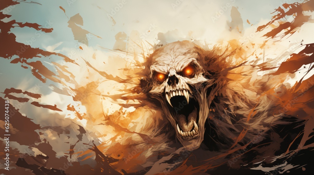 Mad crazy rotting undead zombie male filled with unstoppable explosive ...