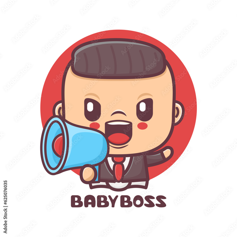 cute baby boss cartoon with megaphone Stock Vector | Adobe Stock