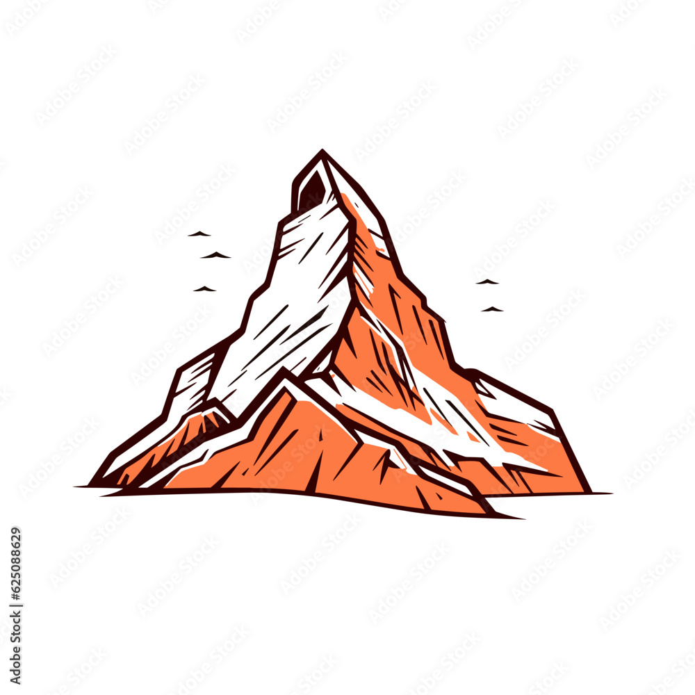 Matterhorn hand-drawn comic illustration. Matterhorn. Vector doodle ...