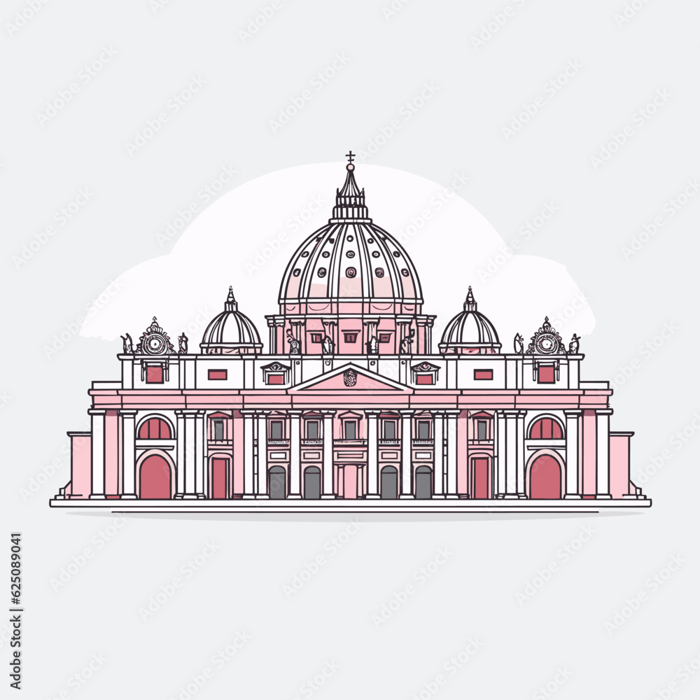 Basilica of Saint Peter hand-drawn comic illustration. Saint Peter's ...