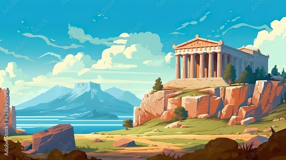 Abstract background Greek temples. Illustration that showcasing ancient ... Abstract background Greek temples. Illustration that showcasing ancient ...