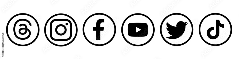 Threads Tiktok Instagram Facebook Twitter YouTube logo icon transparent ...