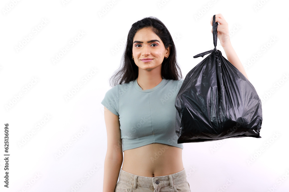 Swachh Bharat Mission Demonstration with Garbage Bag Held by Young ...