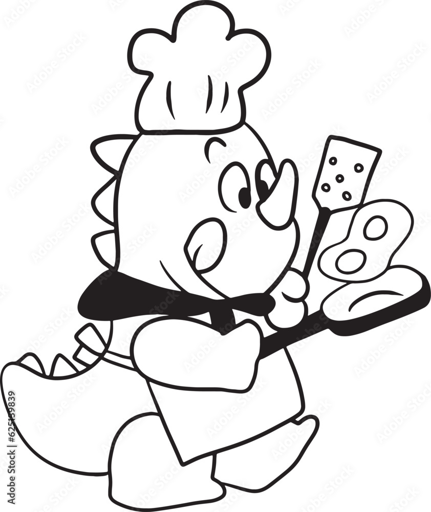 Стоковий вектор dinosaur cartoon doodle kawaii anime coloring page cute ...
