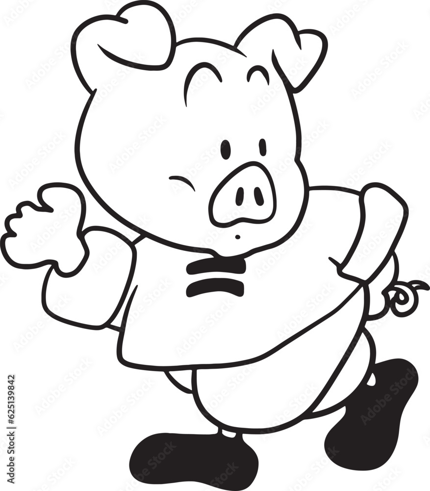 pig cartoon doodle kawaii anime coloring page cute illustration drawing ...