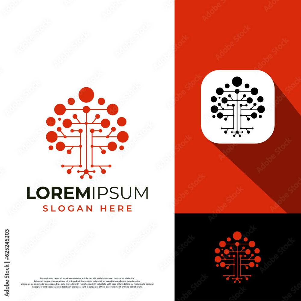 Tree data digital technology network symbol. Tree network line ...