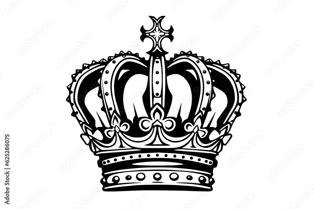 Hand drawn crown ink sketch. Engraving style vector illustration. Stock ...