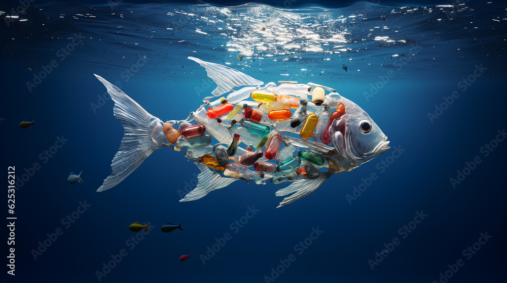 Stock-Foto „ Polluted waters. Microplastics - threat to the ecosystem ...