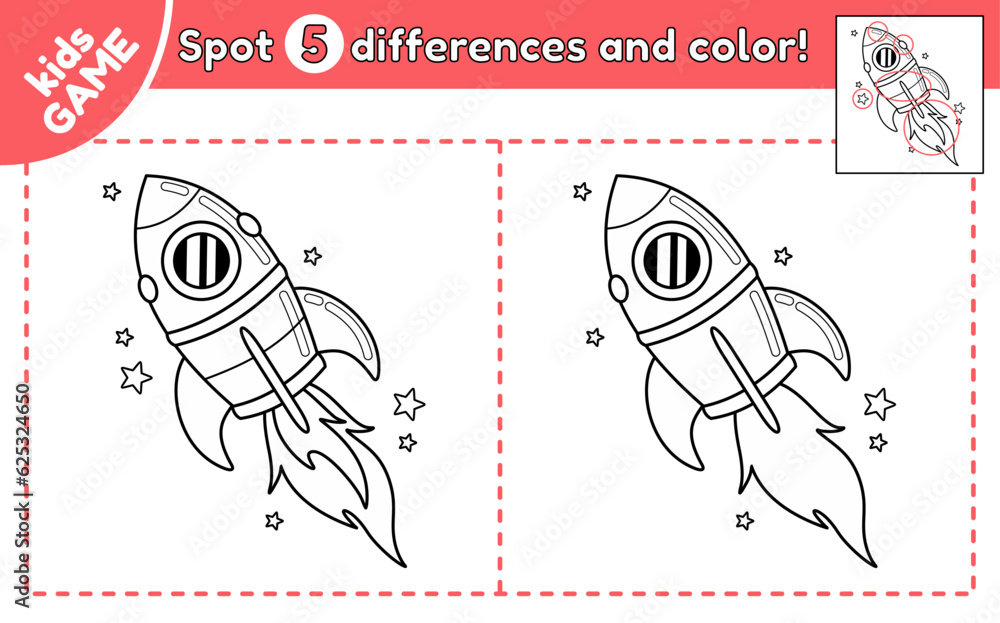 Kids game Find differences. Spot differences and color the picture ...