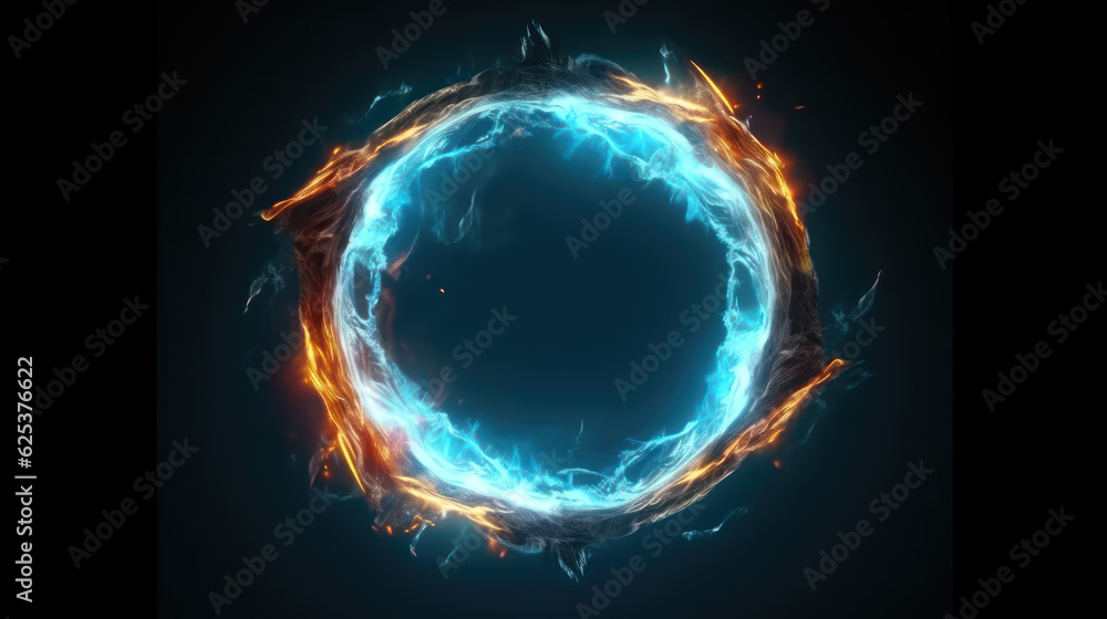 A Fantasy Fireball A Blazing and Explosive Circle of Light with a Black ...