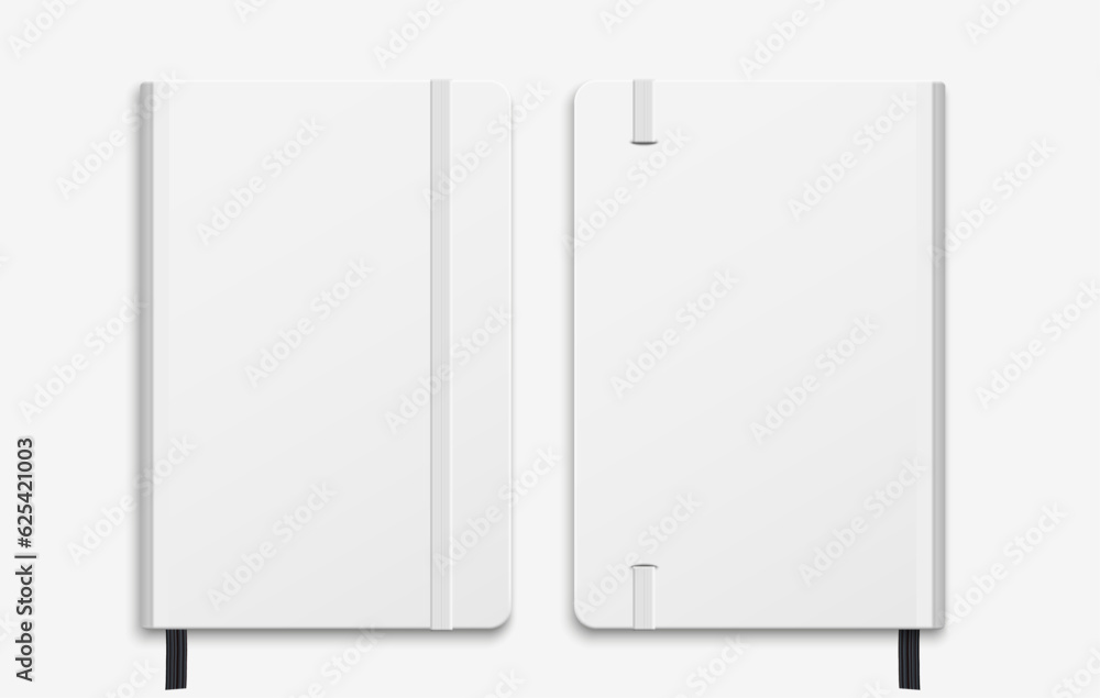 Realistic vector white notebook mockup on a transparent background ...