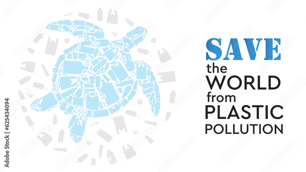 Ocean plastic pollution and world ocean day with sea animal page ...