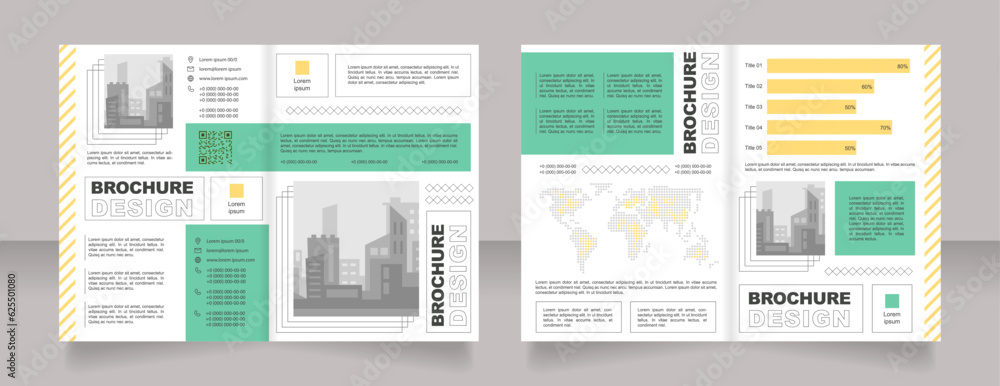 Sustainable development bifold brochure template design. Revenue ...