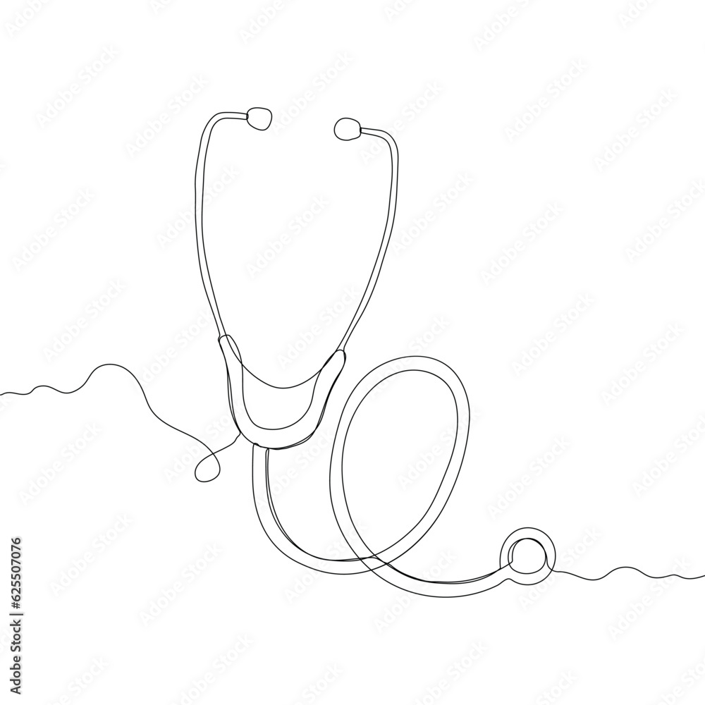 continuous line drawing of stethoscope Stock Vector | Adobe Stock