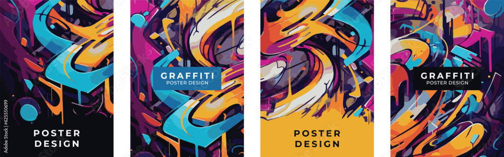 Set of posters in graffiti style. Template for poster, banner, flyer ...