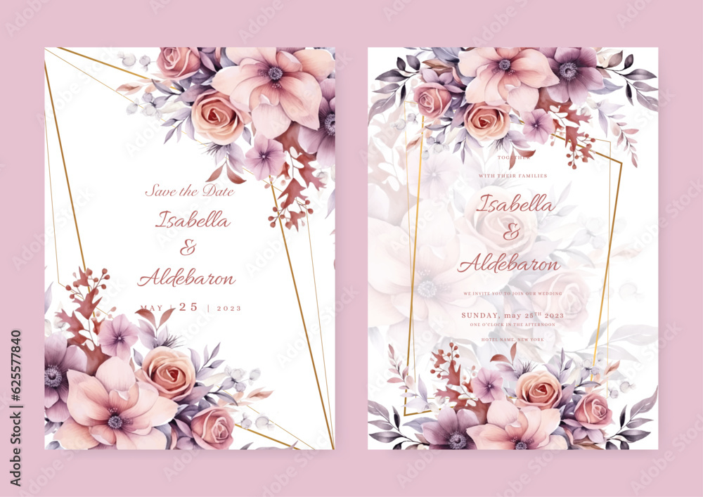 Luxury wedding invitation card background vector. Elegant botanical ...